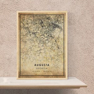 Augusta Vintage Map Print Augusta Map Georgia Map Art | Etsy