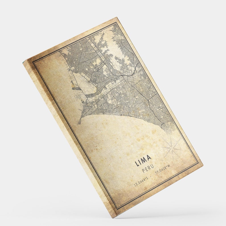 Lima Vintage Map Print Lima Map Peru Map Art Lima City - Etsy