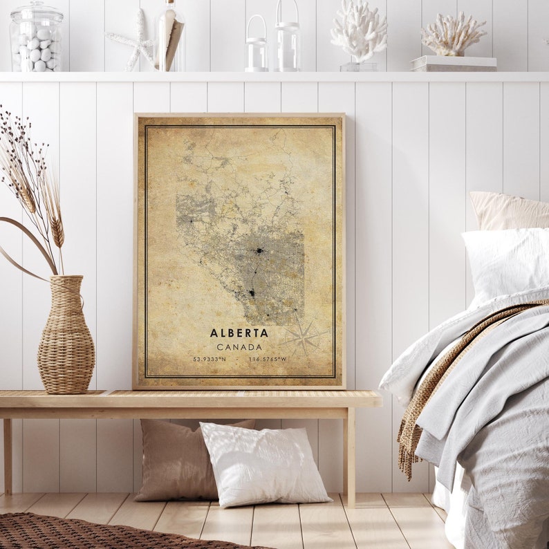 Alberta Map Print Alberta Map Canada Map Art Alberta - Etsy
