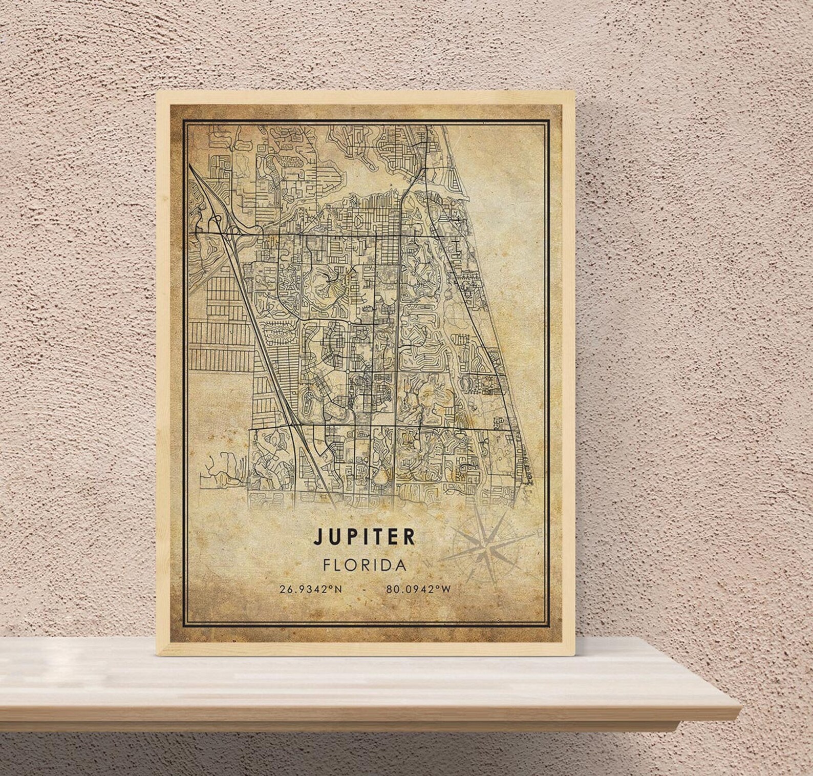 Jupiter Map Print Jupiter Map Florida Map Art Jupiter | Etsy