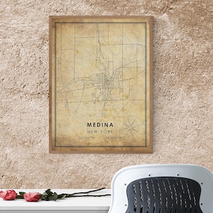 Medina Map Print Medina Map New York Map Art Medina City | Etsy
