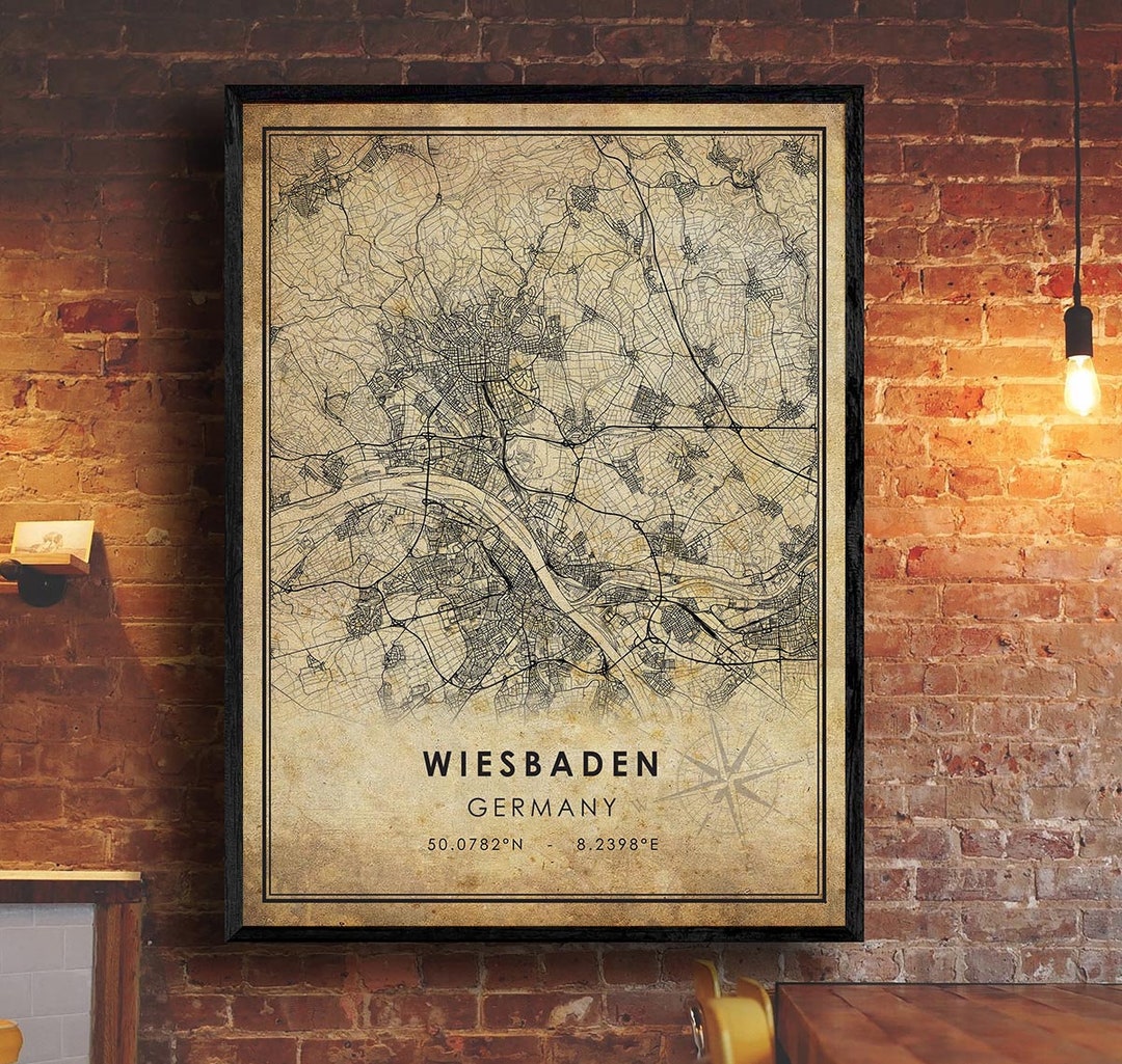 Wiesbaden Vintage Map Print | Wiesbaden Map | Germany Map Art ...