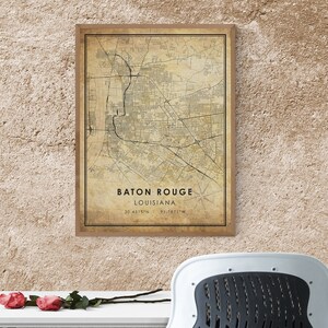 Baton Rouge Vintage Map Print Baton Rouge Map Louisiana | Etsy