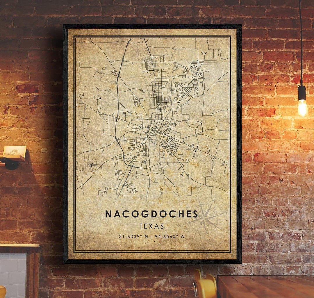 Nacogdoches Map Print | Nacogdoches Map | Texas Map Art | Nacogdoches ...