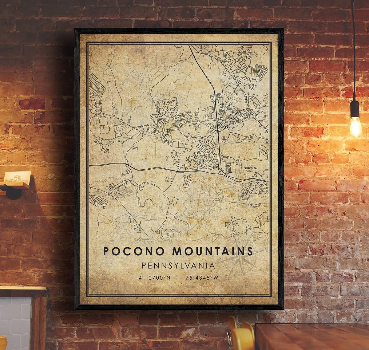 Pocono Mountains Map Print Pocono Mountains Map | Etsy