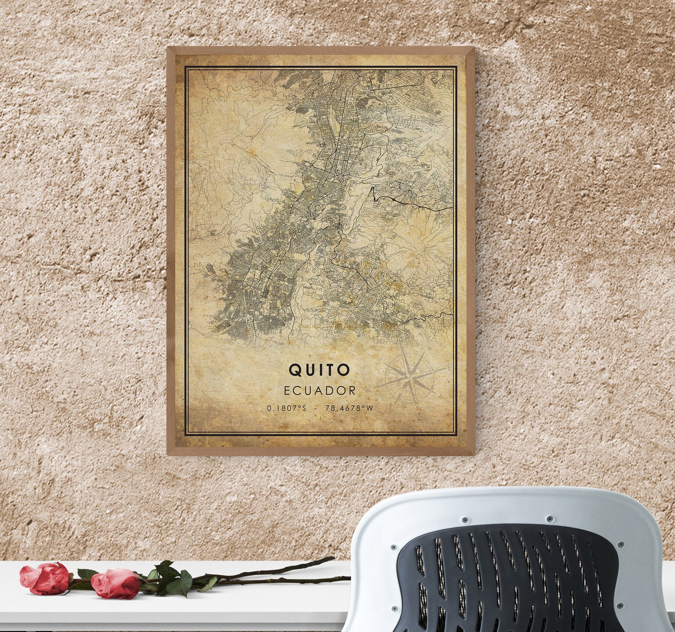 Quito Vintage Map Print Quito Map Ecuador Map Art Quito | Etsy