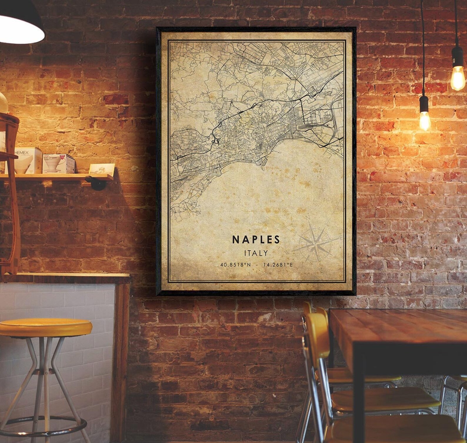 Naples Vintage Map Print Naples Map Italy Map Art Naples - Etsy