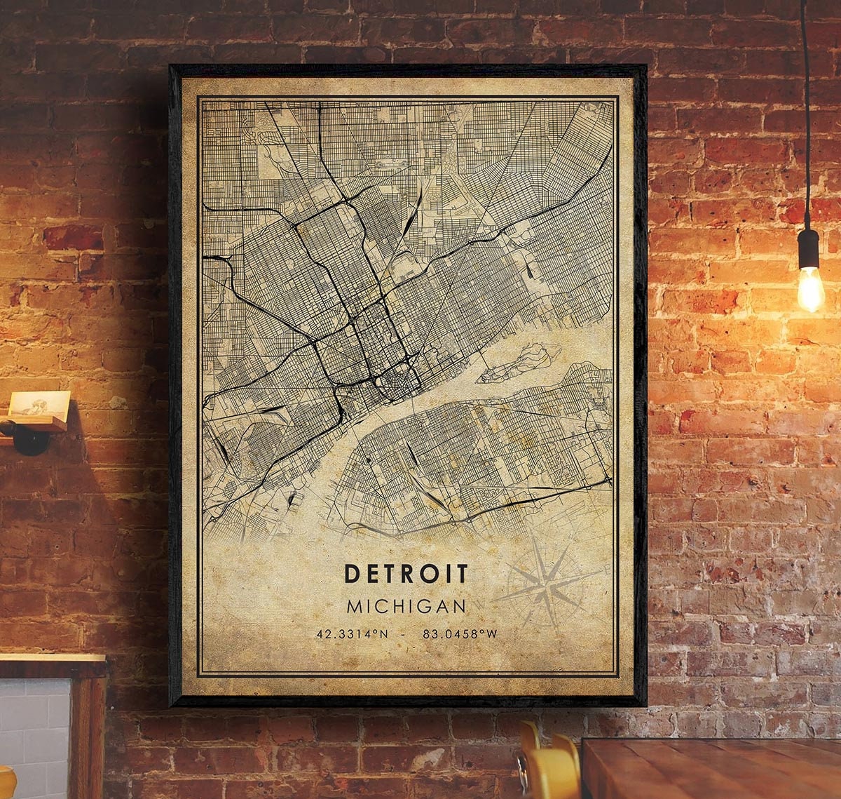 Detroit Vintage Map Print | Detroit Map | Michigan Map Art | Detroit ...
