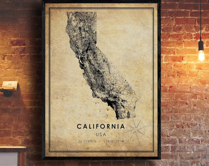 California State Wall Map Large Print Poster 24x30 - Etsy
