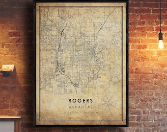 Rogers Map Poster, Rogers Map Print, Rogers Personalized Map Art ...