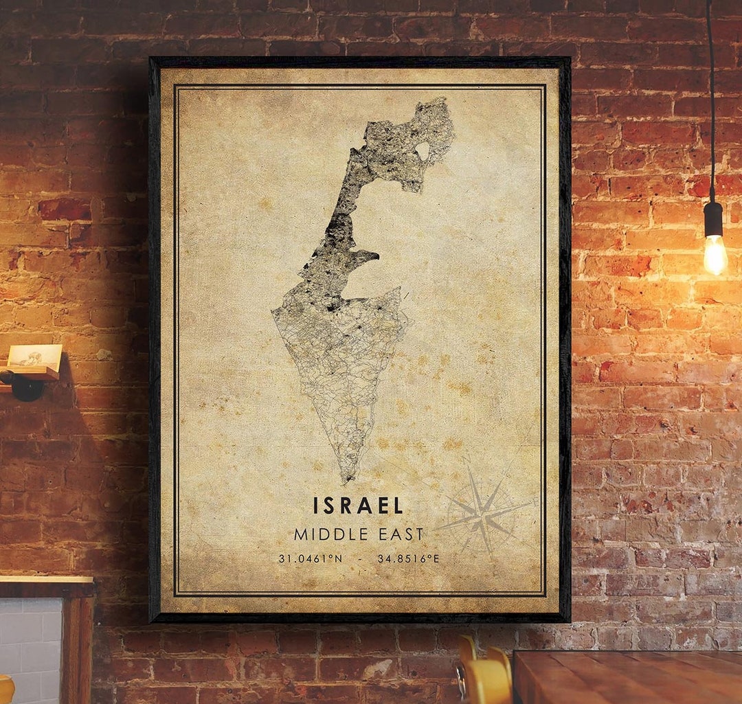 Israel Vintage Map Print | Israel Map | Israel Map Art | Israel Road ...
