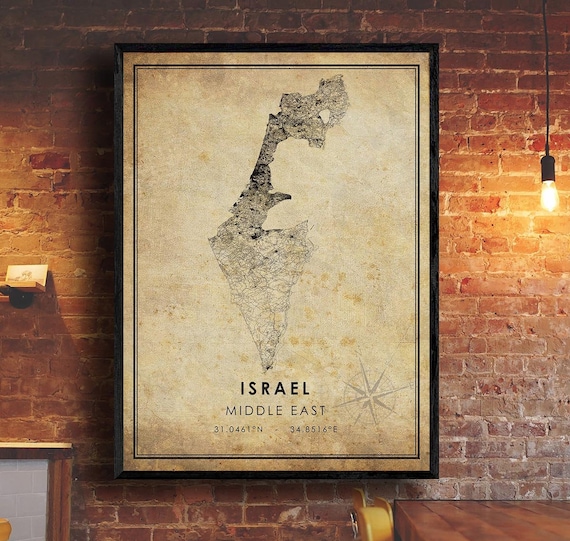 Israel Vintage Map Print Israel Map Israel Map Art - Etsy