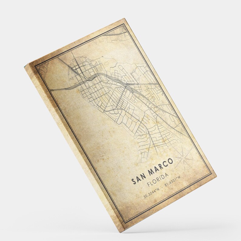 San Marco Vintage Map Print | San Marco Map | Florida Map Art | San ...