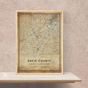 Davie County Map Print Davie County Map North Carolina Map | Etsy