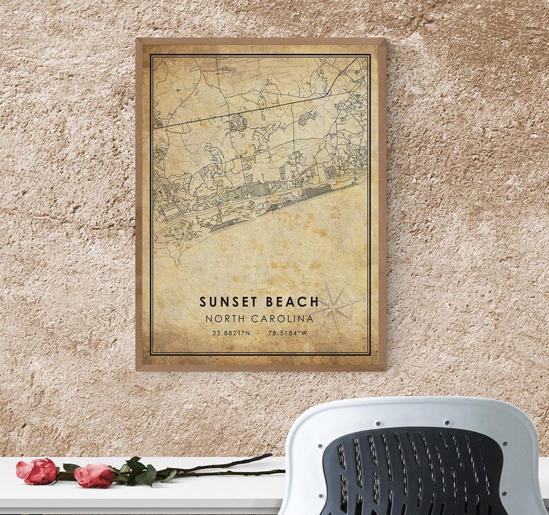 Sunset Beach Map Print Sunset Beach Map North Carolina Map | Etsy