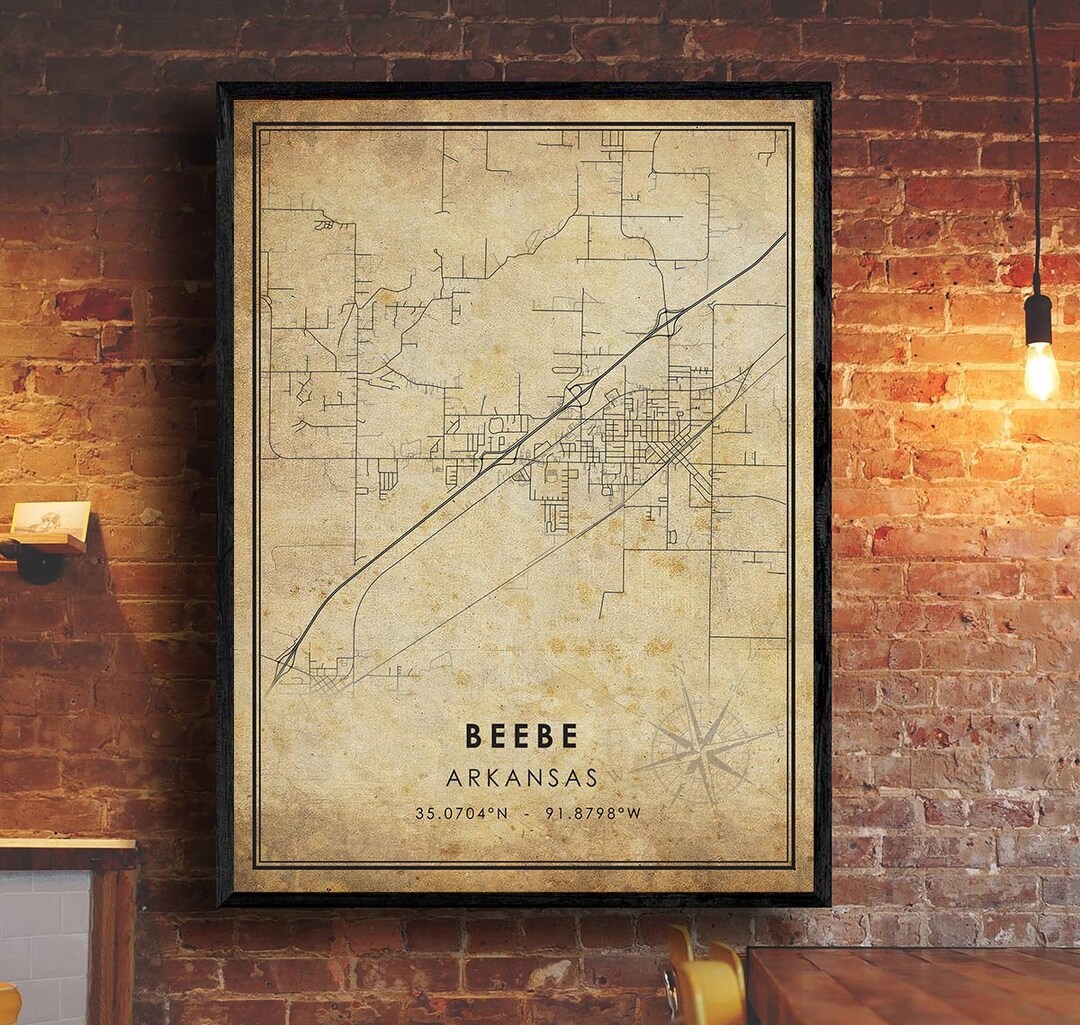 Beebe City Vintage Map Print | Beebe Map | Arkansas Map Art | Beebe ...