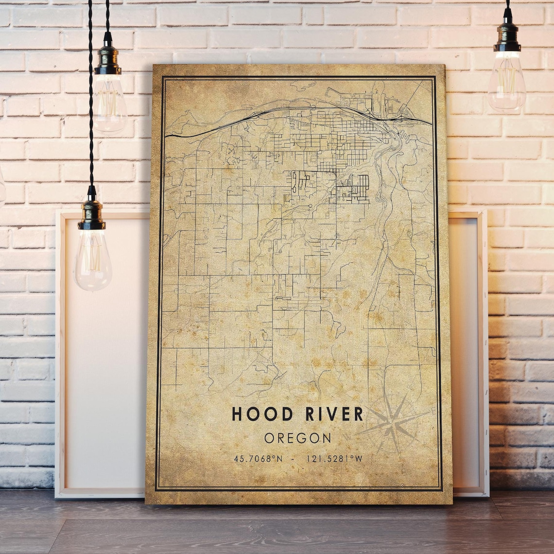 Hood River Map Print Hood River Map Oregon Map Art Hood - Etsy