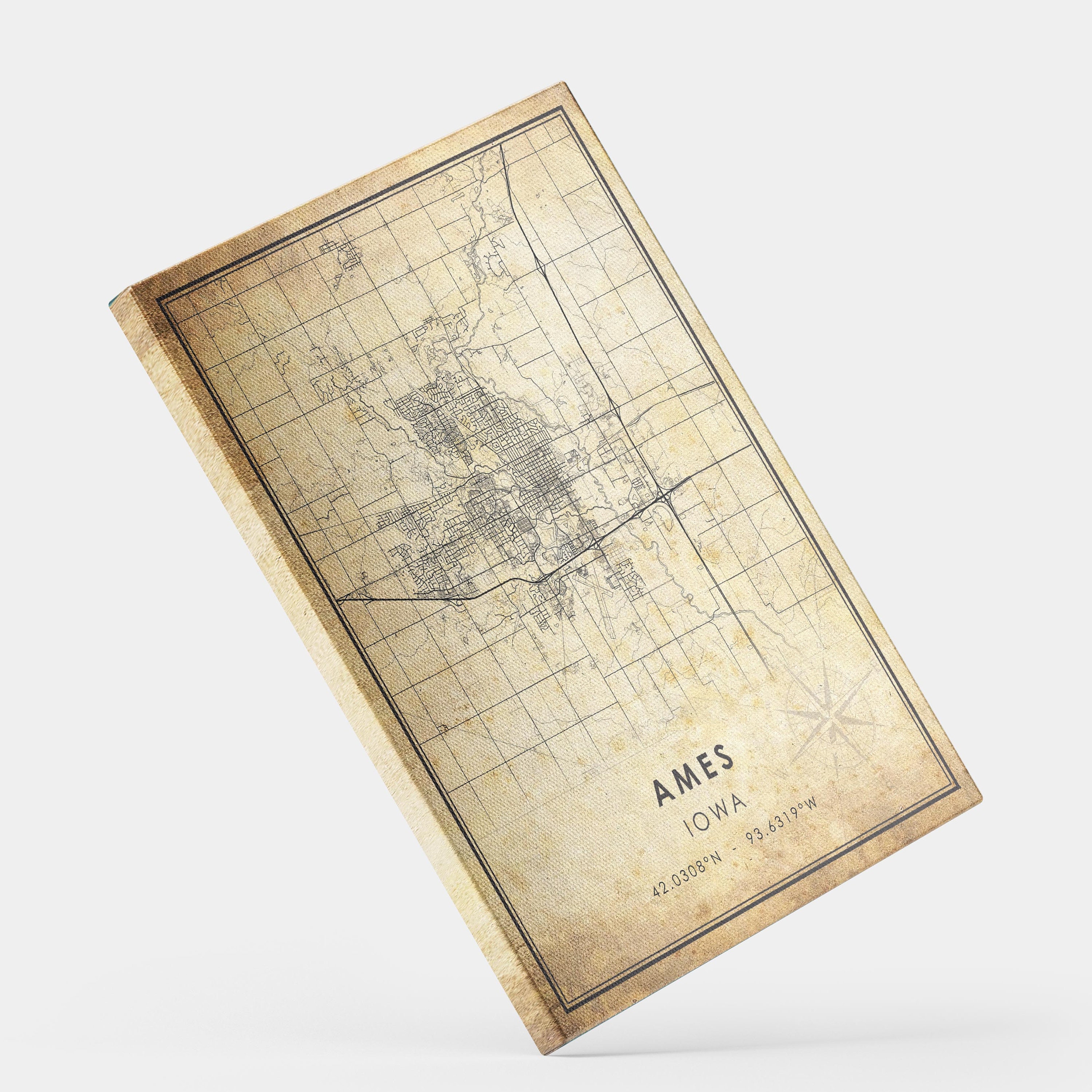 Ames Vintage Map Print Ames Map Iowa Map Art Ames City - Etsy