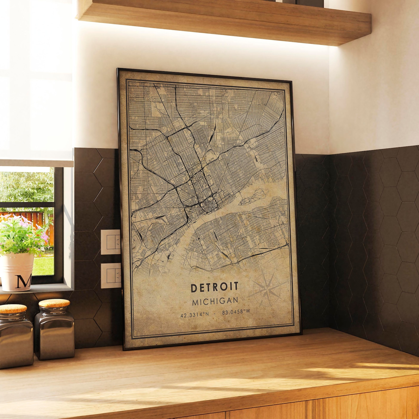 Detroit Vintage Map Print Detroit Map Michigan Map Art - Etsy