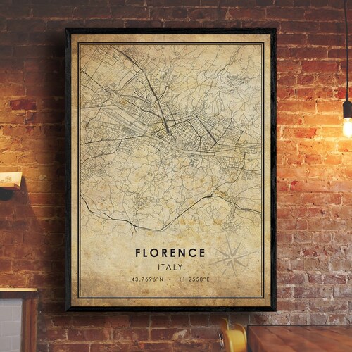 Florence Vintage Map Print Florence Map Italy Map Art | Etsy