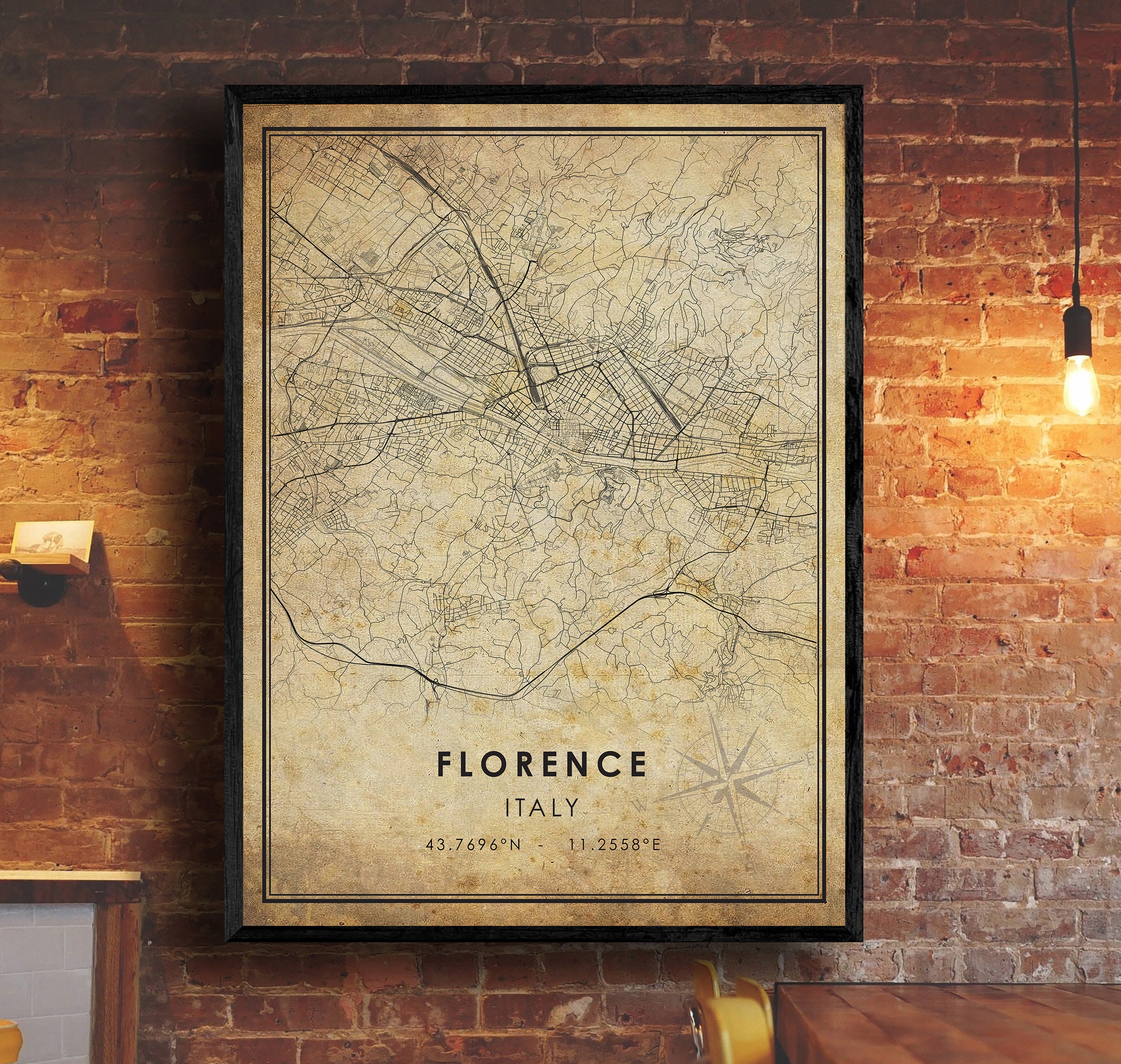 Florence Vintage Map Print Florence Map Italy Map Art | Etsy