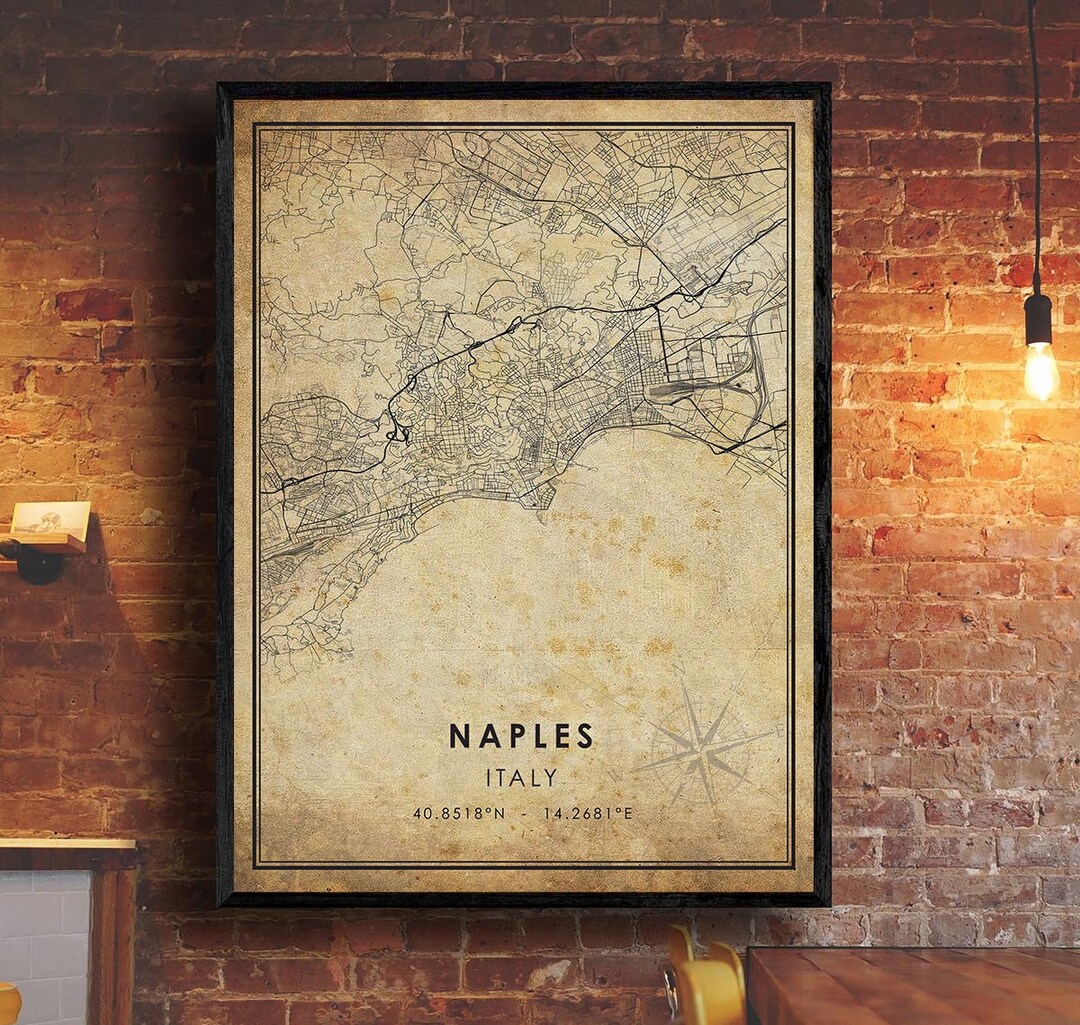 Naples Vintage Map Print | Naples Map | Italy Map Art | Naples City ...
