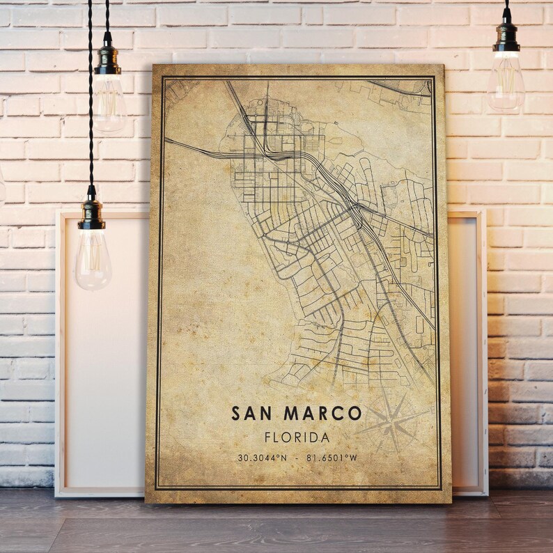 San Marco Vintage Map Print | San Marco Map | Florida Map Art | San ...