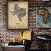 Texas Vintage Map Print Texas Map Texas State Map Art Texas City Road ...