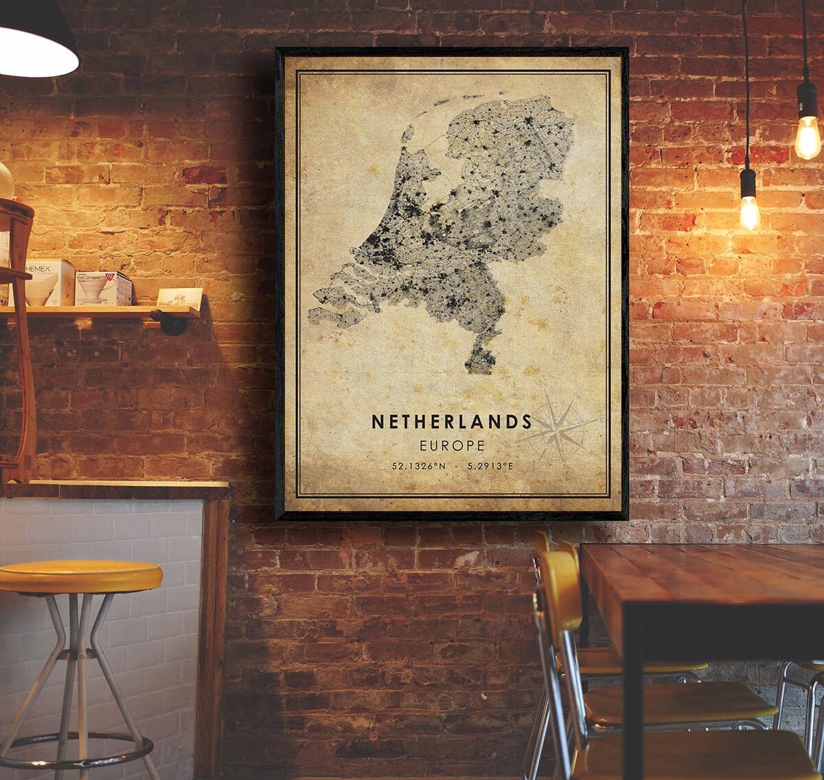 Netherlands Vintage Map Print Netherlands Map Netherlands - Etsy