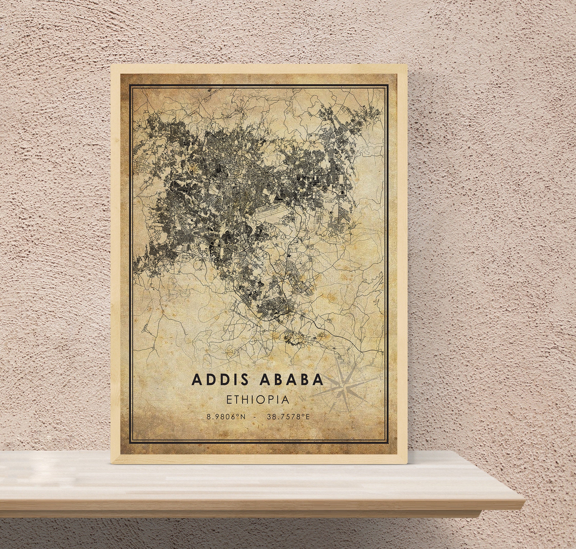 Addis Ababa Vintage Map Print Addis Ababa Map Addis Ababa | Etsy