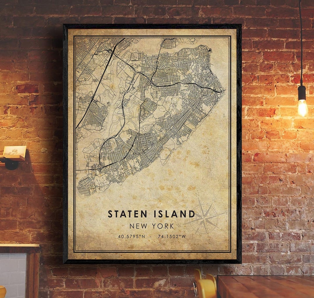 Staten Island Map Print | Staten Island Map | New York Map Art | Staten ...