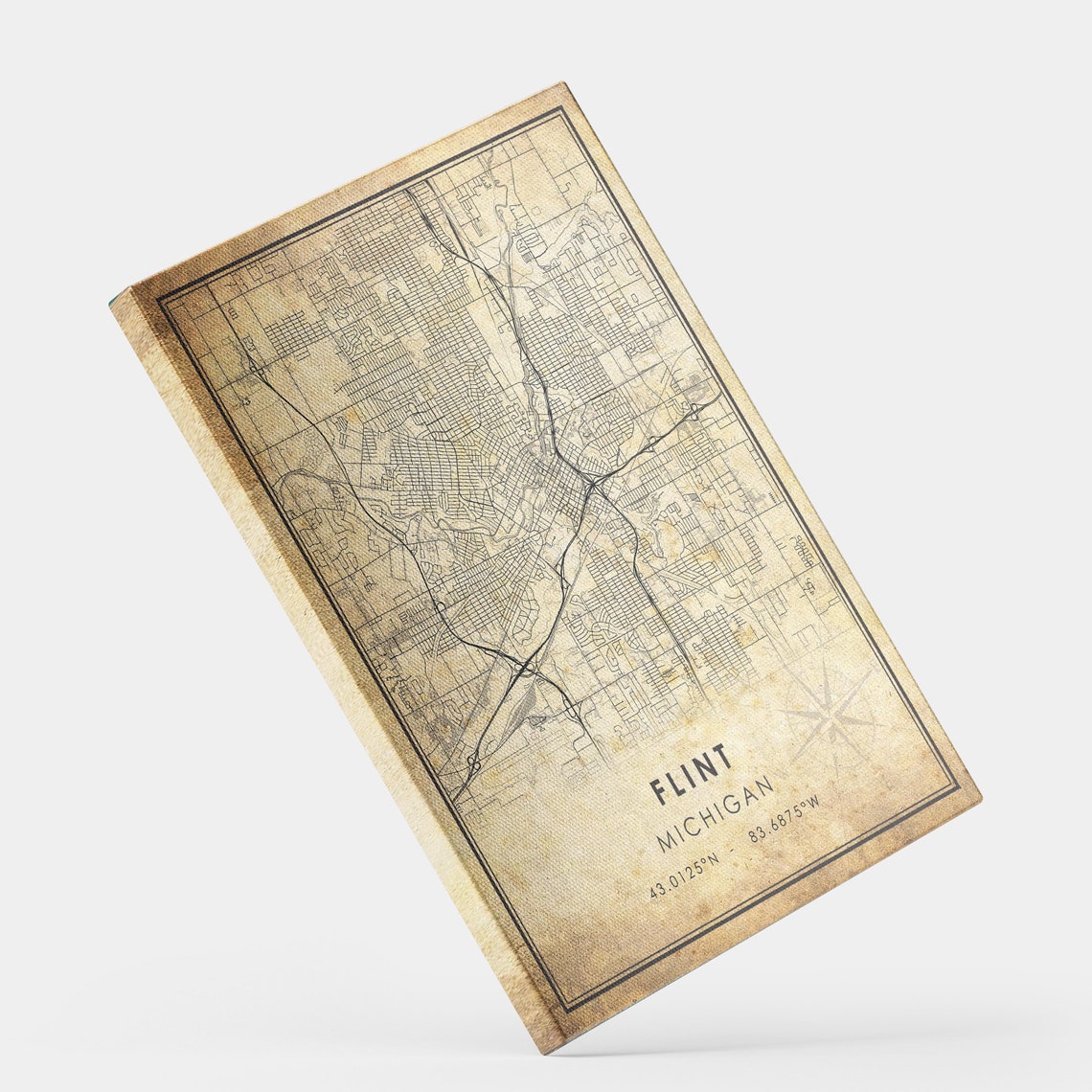 Flint Map Print | Flint Map | Michigan Map Art | Flint City Road Map ...