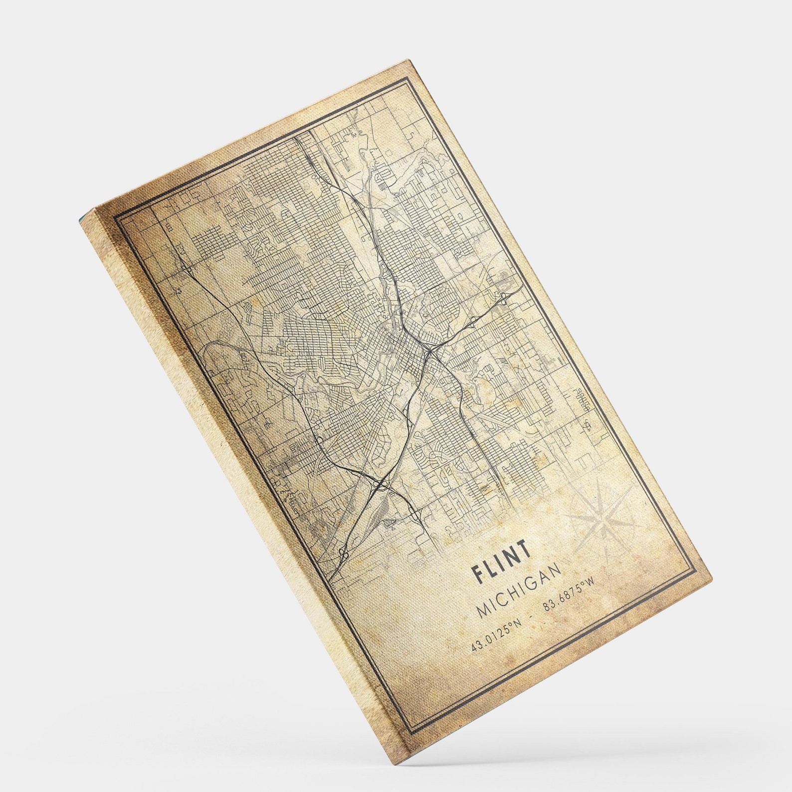 Flint Map Print Flint Map Michigan Map Art Flint City - Etsy