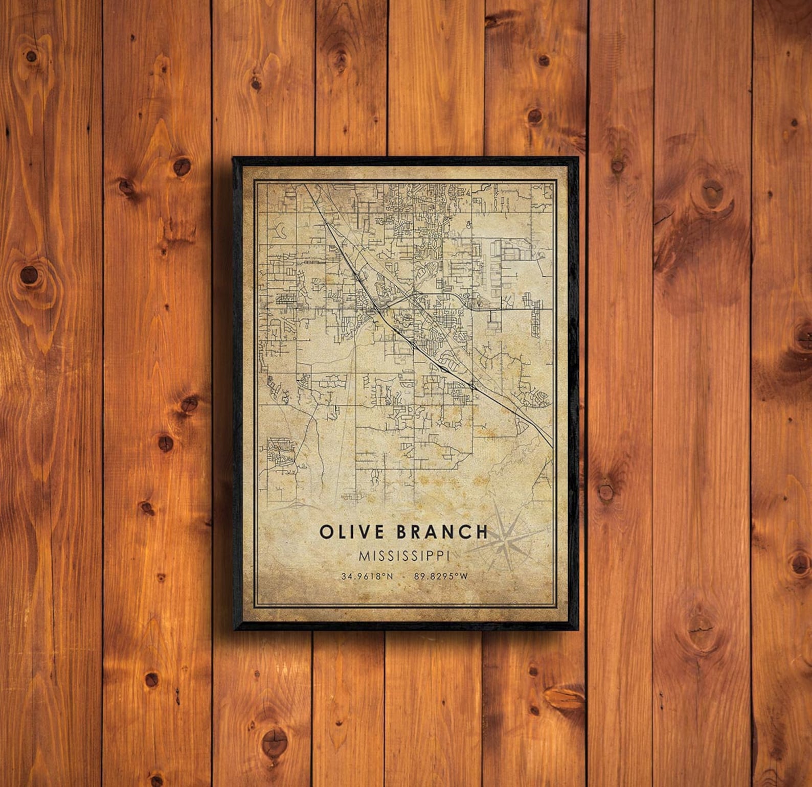 Olive Branch Map Print Olive Branch Map Mississippi Map - Etsy