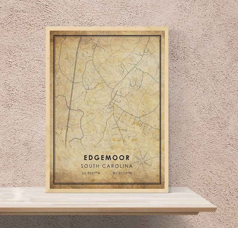 Edgemoor Map Print Edgemoor Map South Carolina Map Art | Etsy