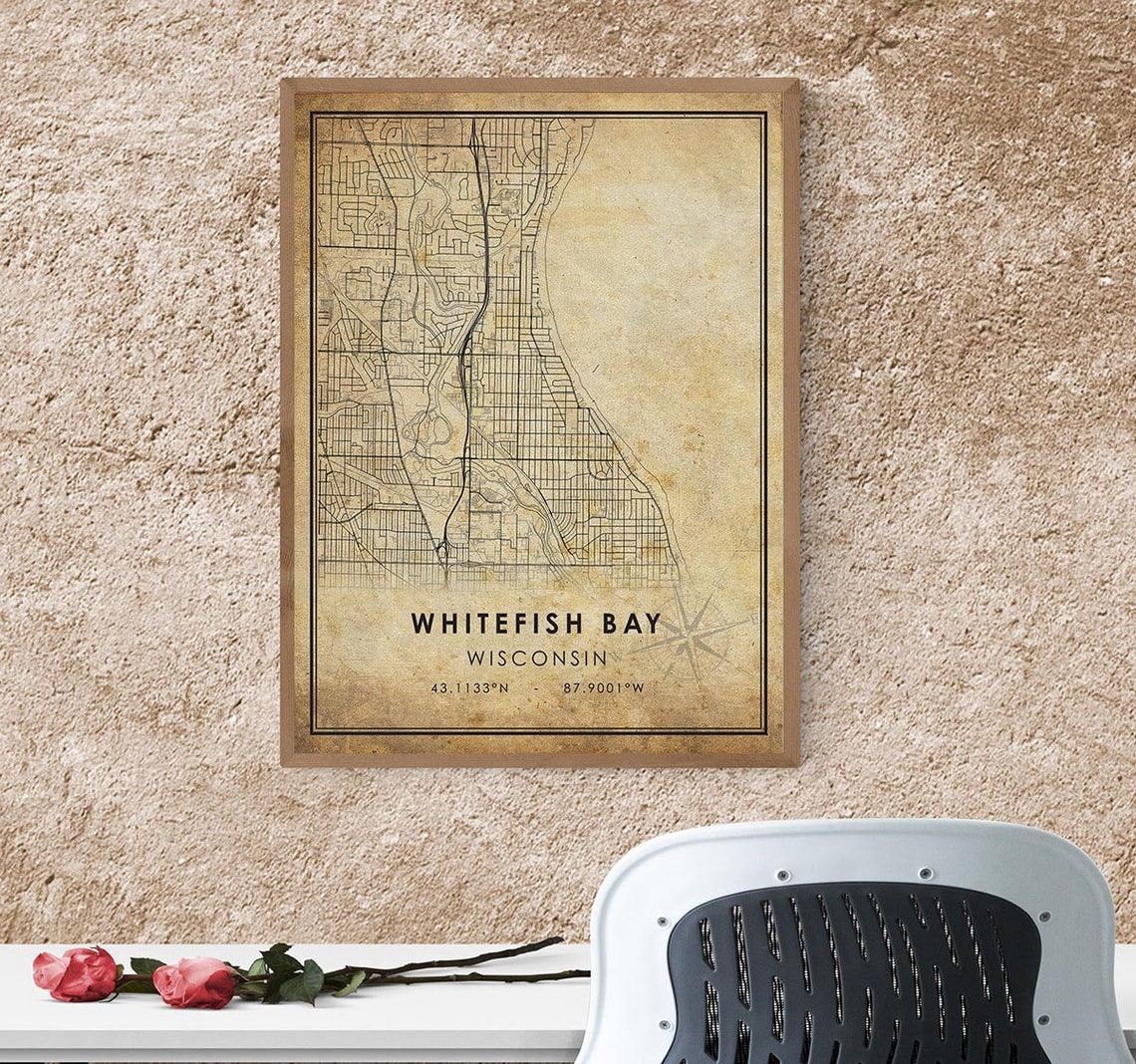 Whitefish Bay Map Print Whitefish Bay Map Wisconsin Map | Etsy