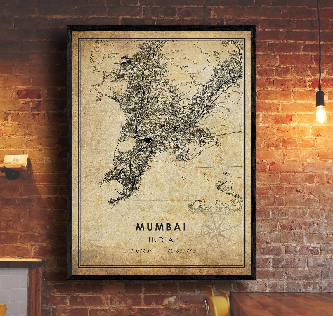 Mumbai Vintage Map Print Mumbai Map India Map Art Mumbai - Etsy