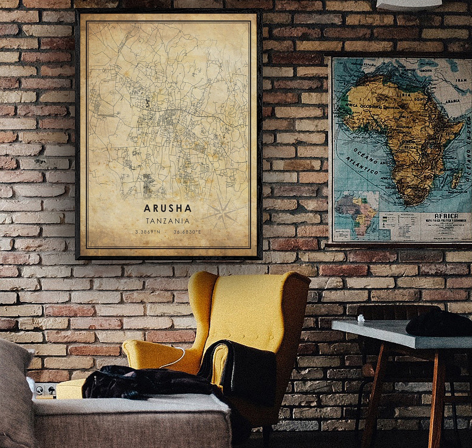 Arusha Vintage Map Print Arusha Map Arusha Tanzania City - Etsy