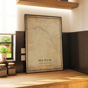 Red River Map Print | Red River Map | New Mexico Map Art | Red River ...