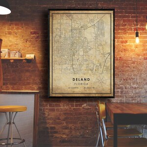 Deland Vintage Map Print | Deland Map | Florida Map Art | Deland City ...