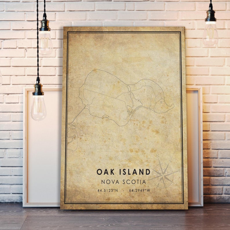 Oak Island Map Print Oak Island Map Nova Scotia Map Art - Etsy