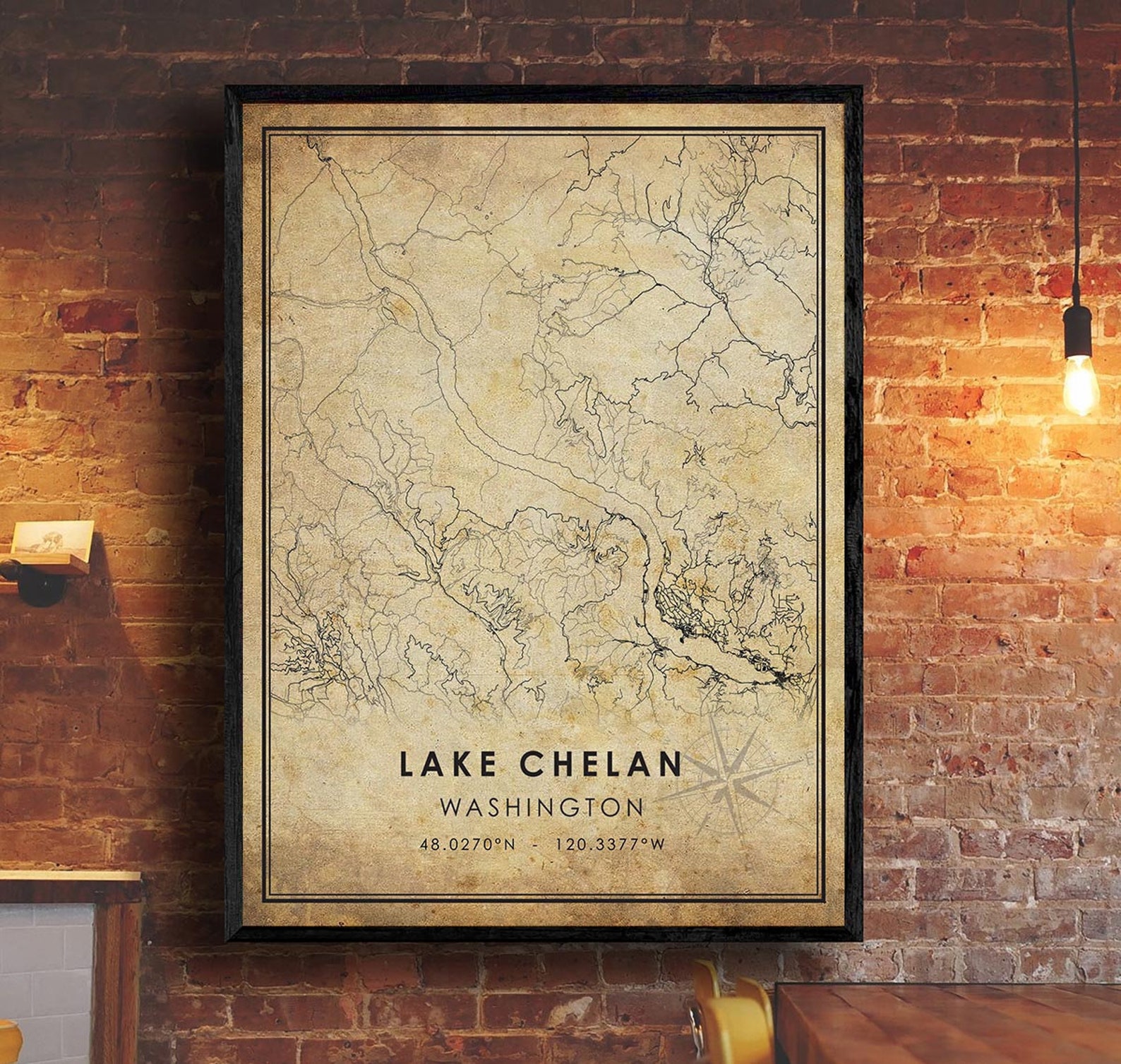 Lake Chelan Map Print | Lake Chelan Map | Washington Map Art | Lake ...