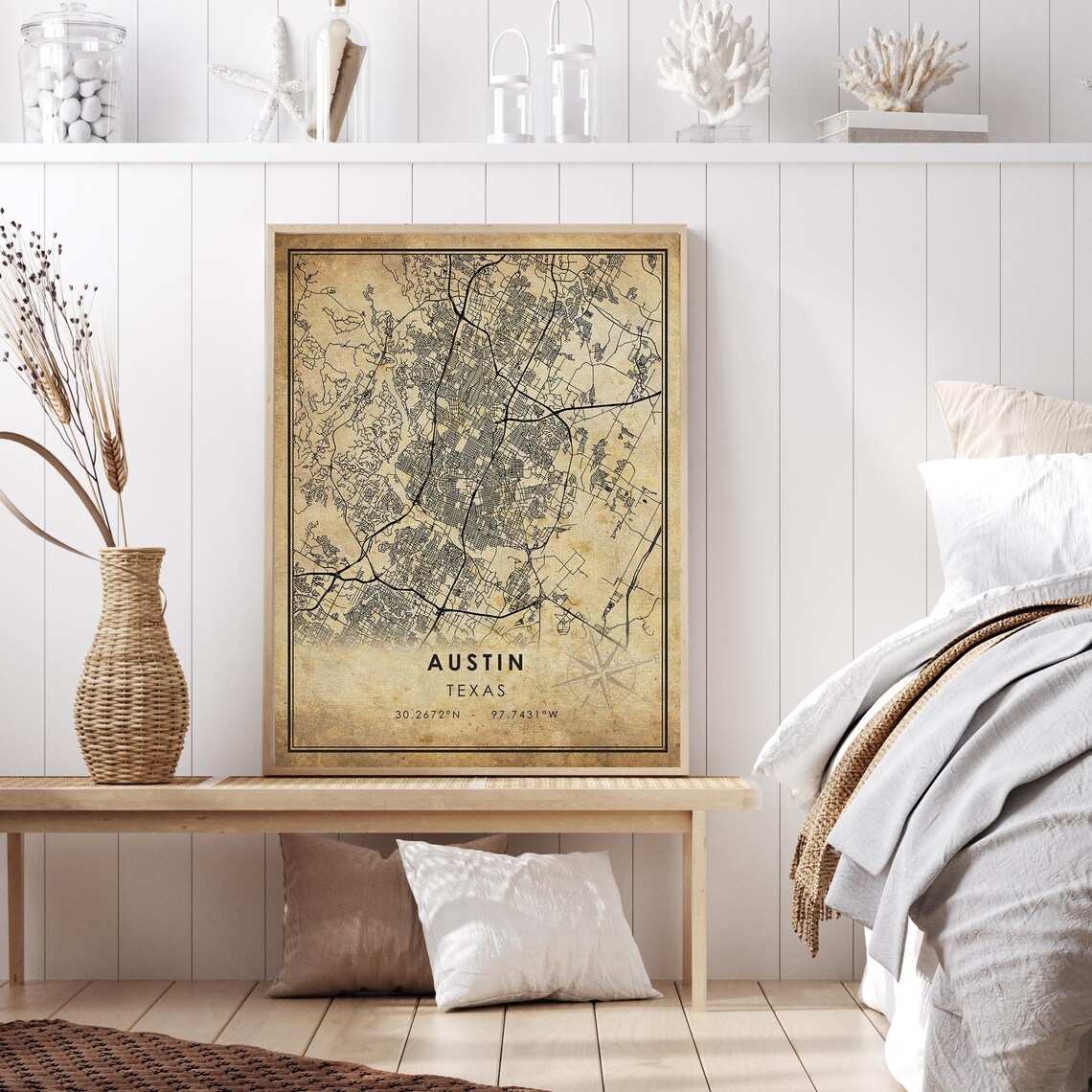 Austin Vintage Map Print Austin Map Texas Map Art Austin - Etsy