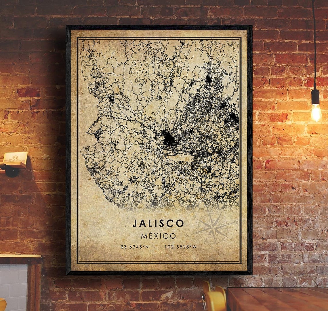 Jalisco Vintage Map Print Jalisco Mexico Map Art Jalisco - Etsy