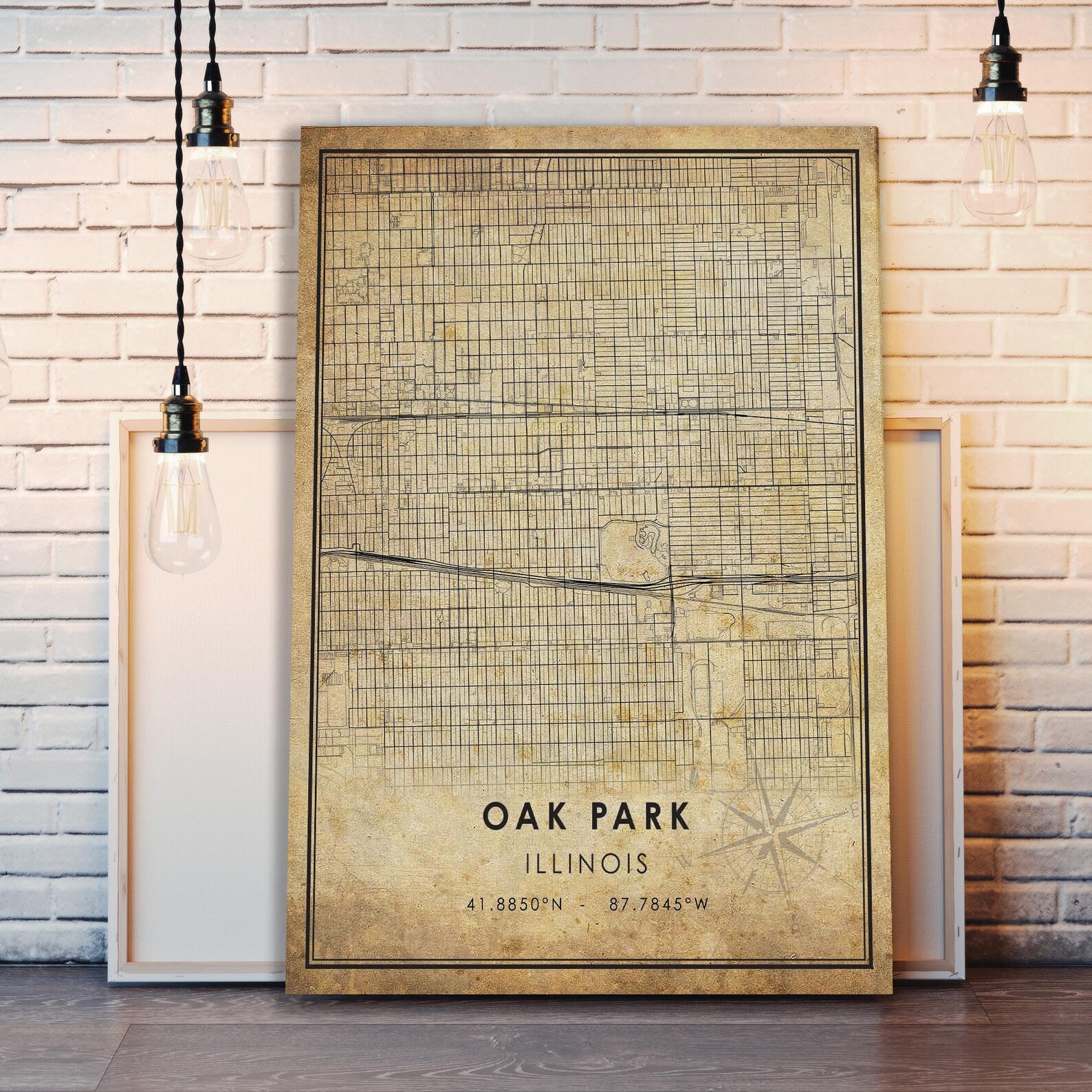 Oak Park Map Print Oak Park Map Illinois Map Art Oak - Etsy