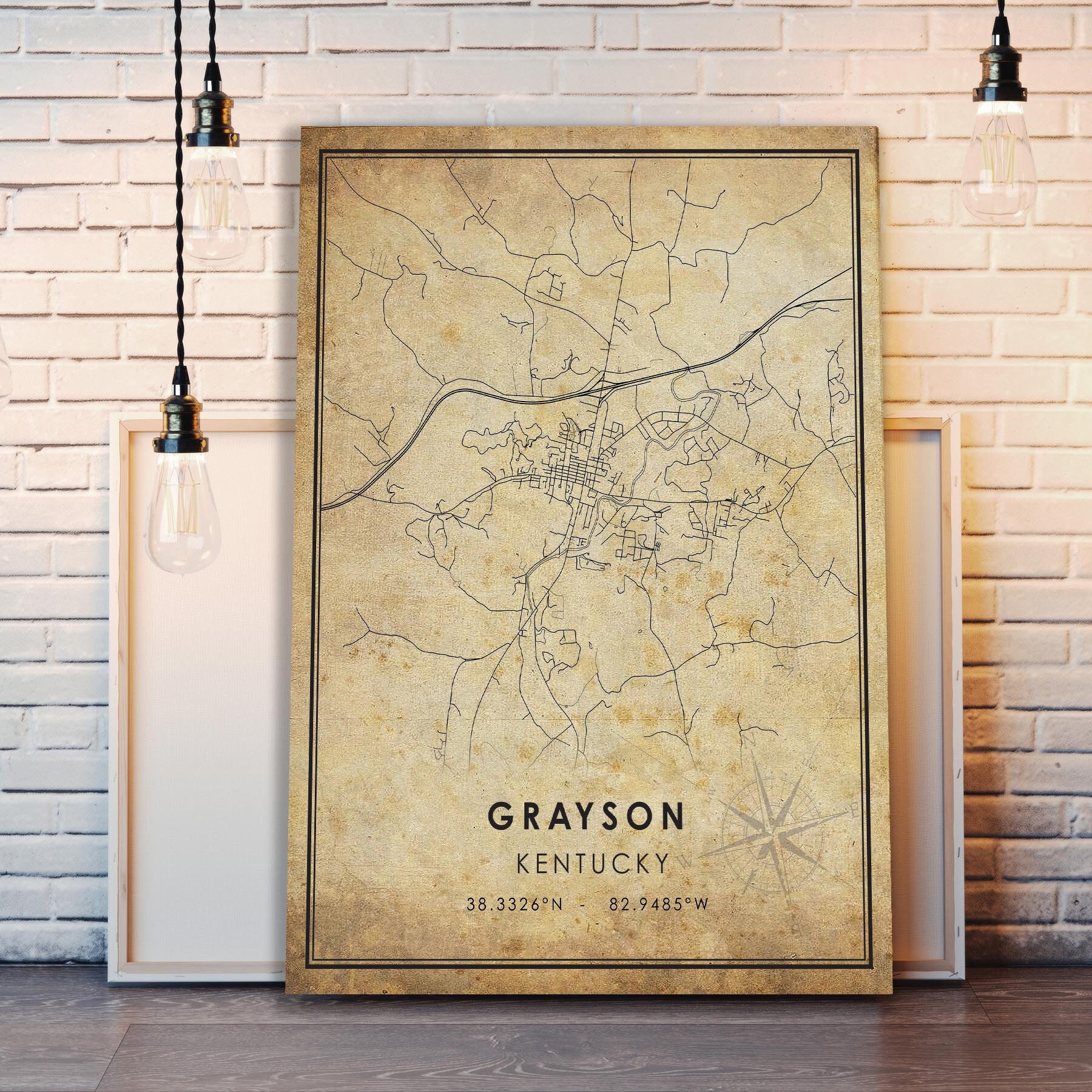 Grayson Vintage Map Print Grayson Kentucky Map Grayson - Etsy