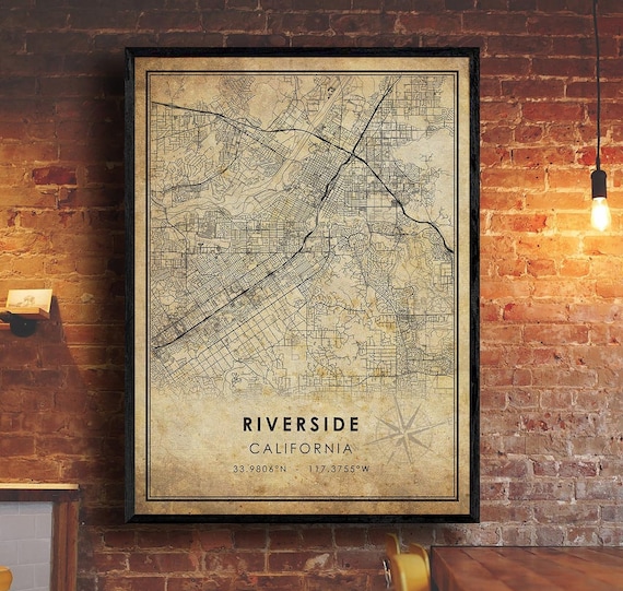 Riverside Map Print Riverside Map California Map Art - Etsy