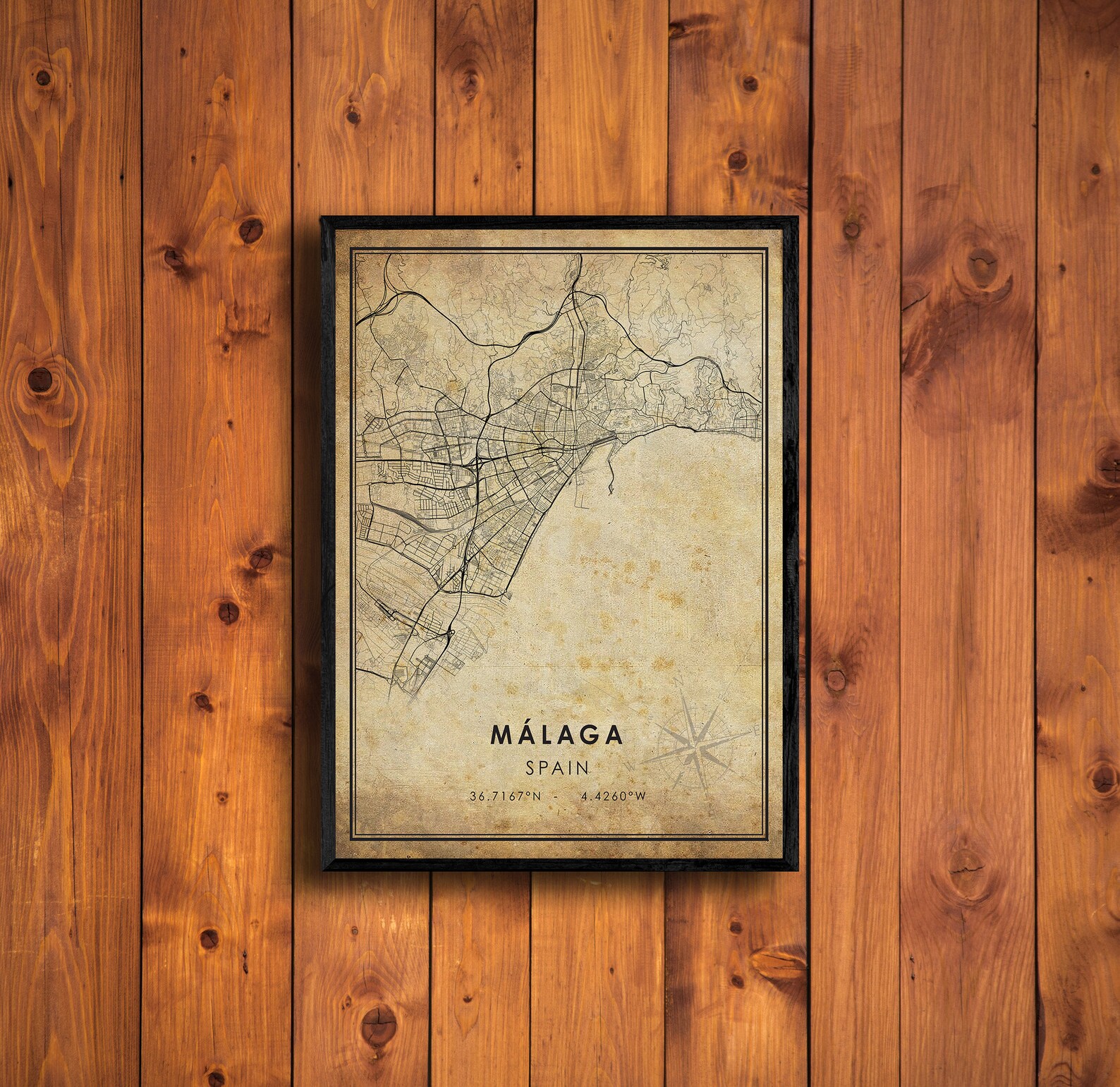 Malaga Vintage Map Print Malaga Map Spain Map Art Malaga | Etsy