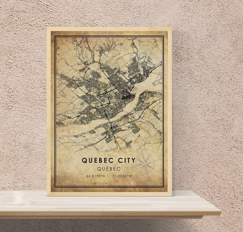 Quebec City Vintage Map Print Quebec City Map Canada Map - Etsy