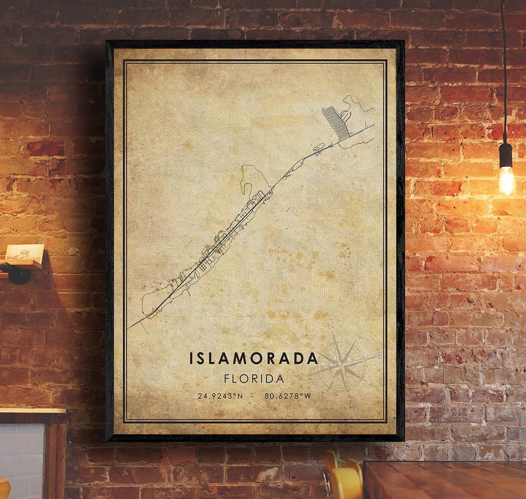 Islamorada Vintage Map Print | Islamorada Map | Florida Map Art ...